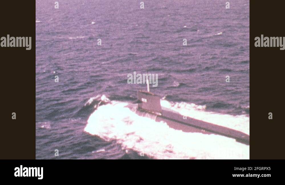 1970s: UNITED STATES: USS Whale (SSN-638) submarine travels along ...