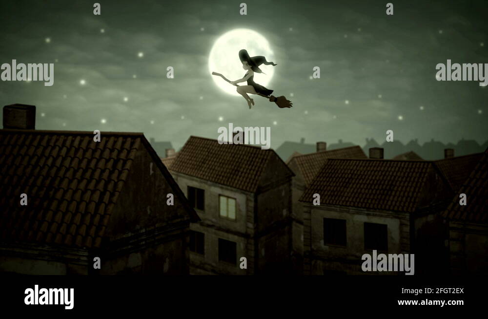 Cartoon witch flying on broom Stock Videos & Footage - HD and 4K Video ...