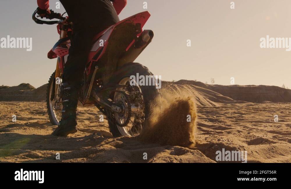 Back View Footage of the Rider on the FMX Dirt Bike Twisting Full ...