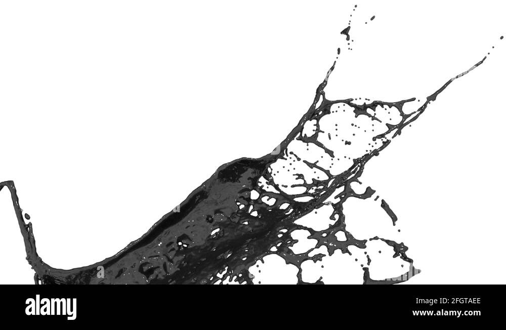 black paint splash in air filmed in slow motion with alpha channel use ...