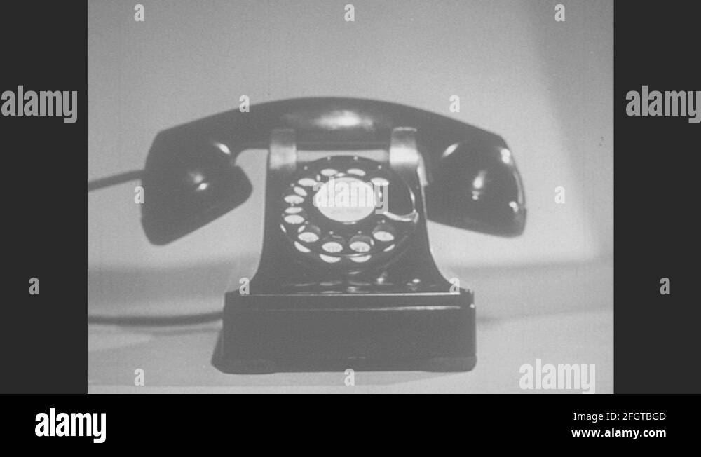 1950s: United States: Front View Of Black Telephone. Dial On Front Of ...