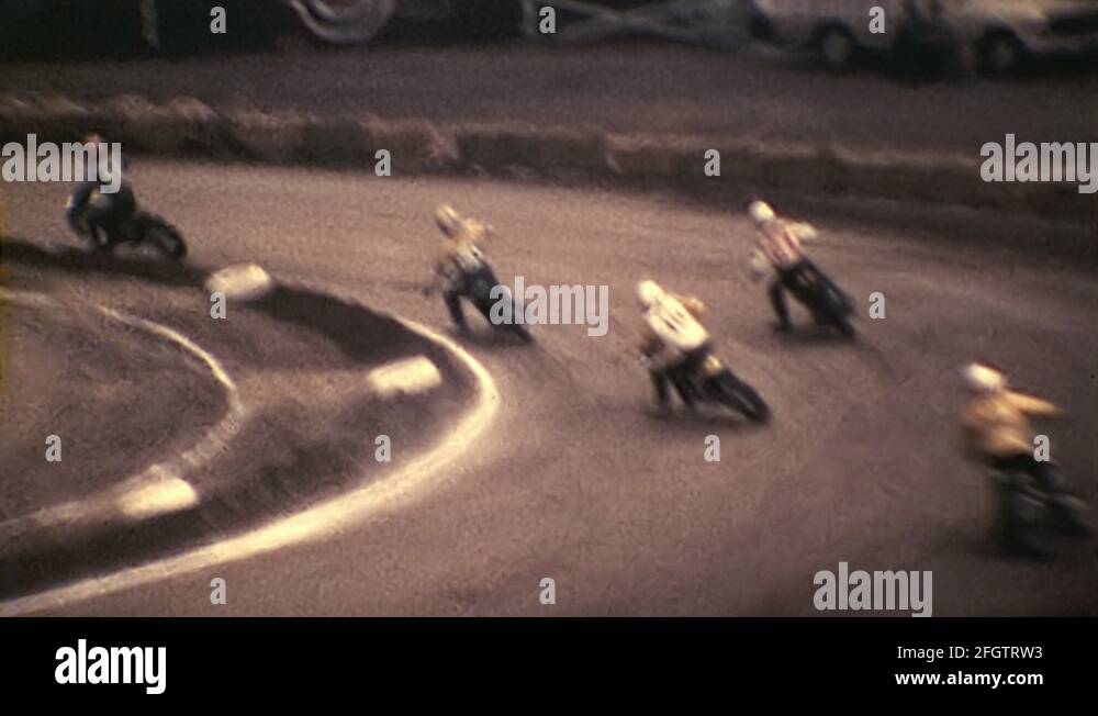 1970s People Men Motorcycle Dirtbike Race Racetrack Vintage Old Film ...