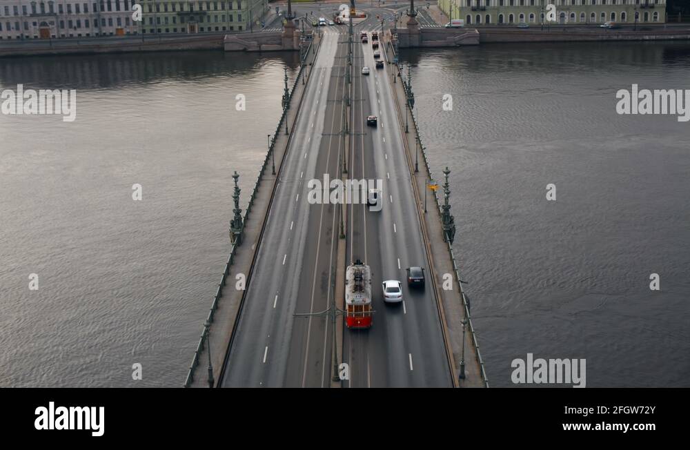 Old tram riding on bridge Stock Video Footage - Alamy