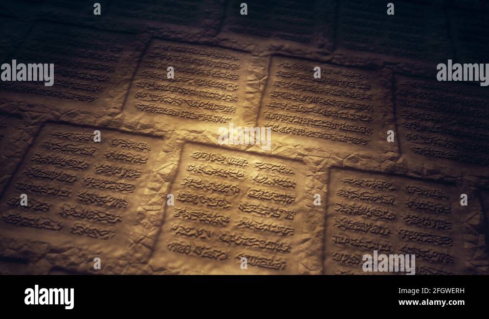 4K Fictional Ancient Glyph Symbols Engarved in Stone Wall 3 Stock Video ...