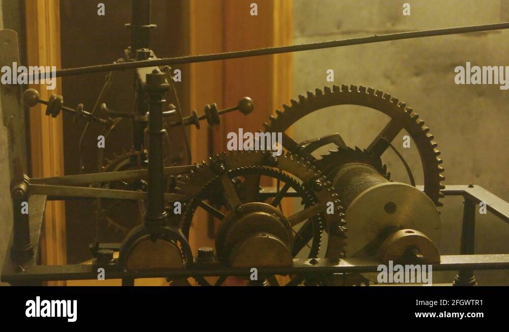 Mechanism of an old clock Stock Video Footage - Alamy