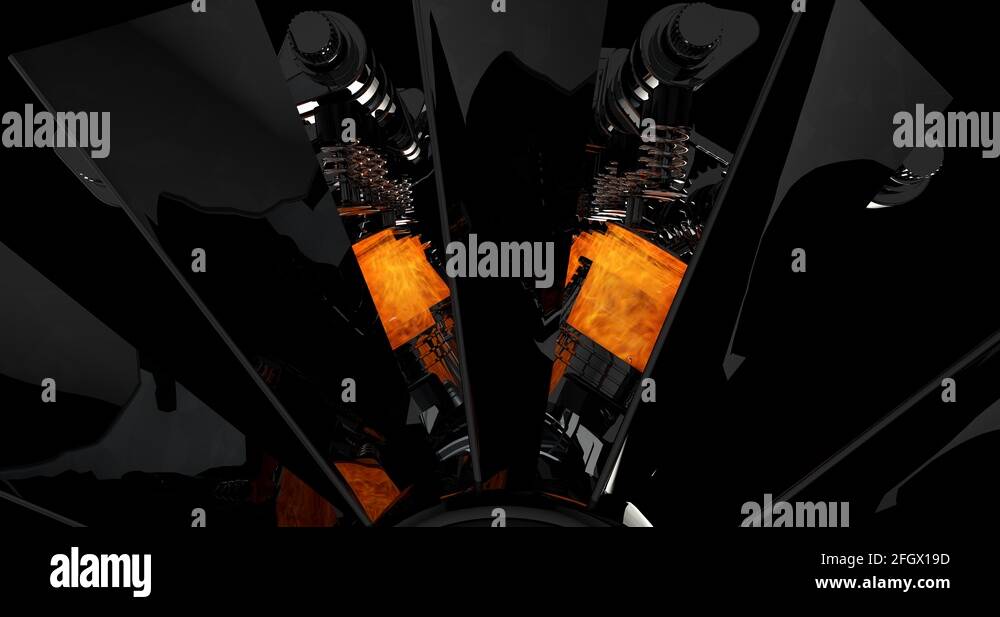 Working V8 Engine Animation With Camera Zoom Through Propeller Stock ...