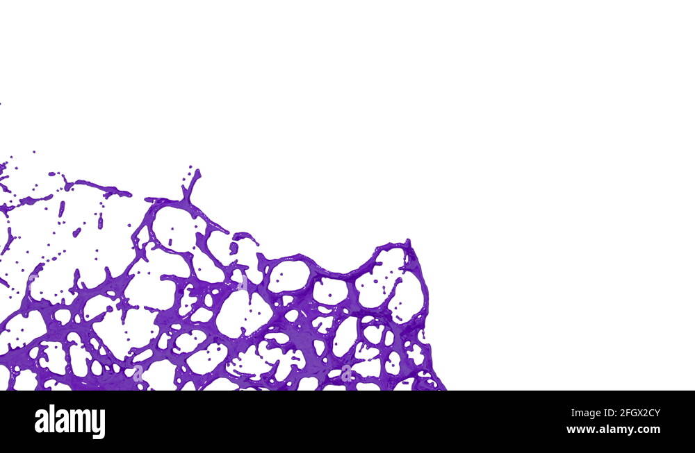 violet paint splash in air filmed in slow motion with alpha channel use ...