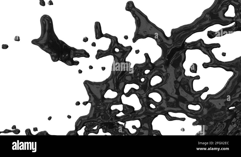 black paint splash in air filmed in slow motion with alpha channel use ...