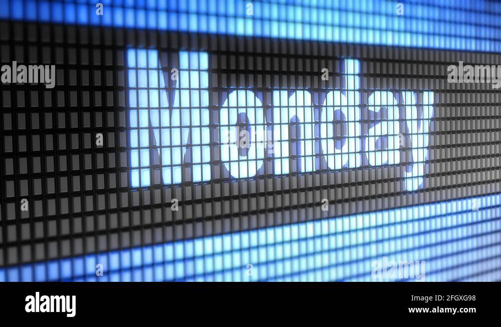 "Monday" on the Screen. 4K Resolution. Encoder Prores 4444. Looping ...