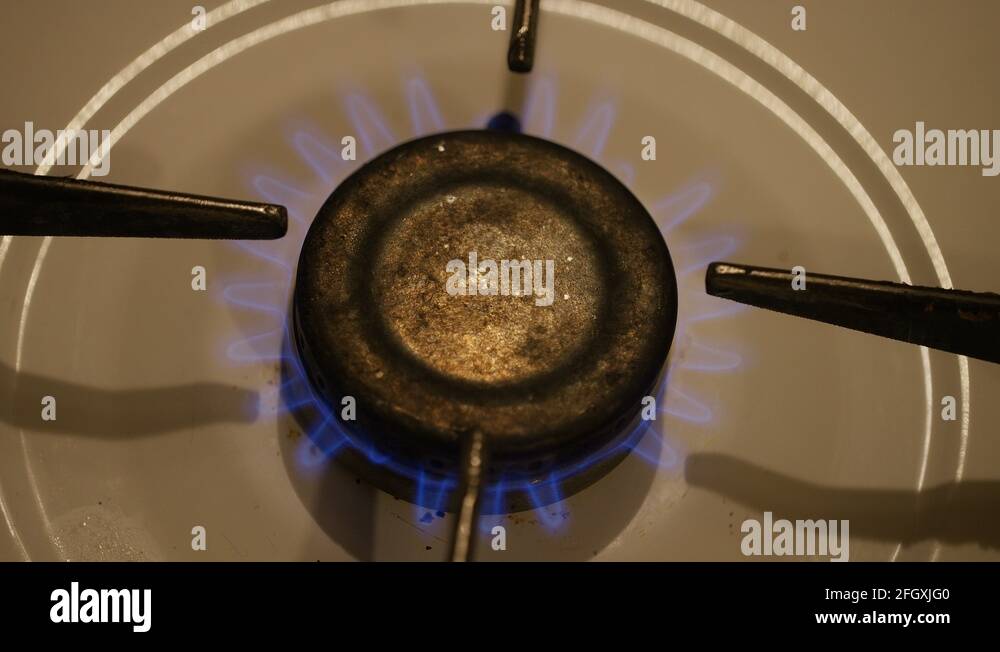 Gas fire light of a stove turning on Stock Video Footage - Alamy