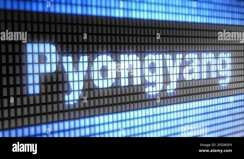 "Pyongyang" on the Screen. 4K Resolution. Encoder Prores 4444. Looping ...