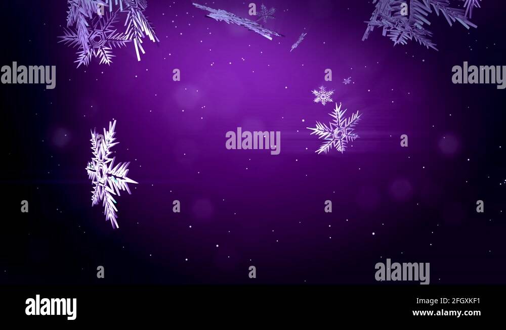 shining 3d snowflakes fly in air on a purple background. Use as ...