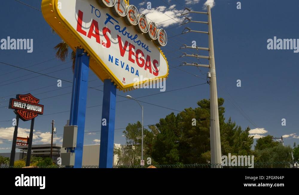 summer day las vegas city famous welcome sign 4k usa Stock Video ...
