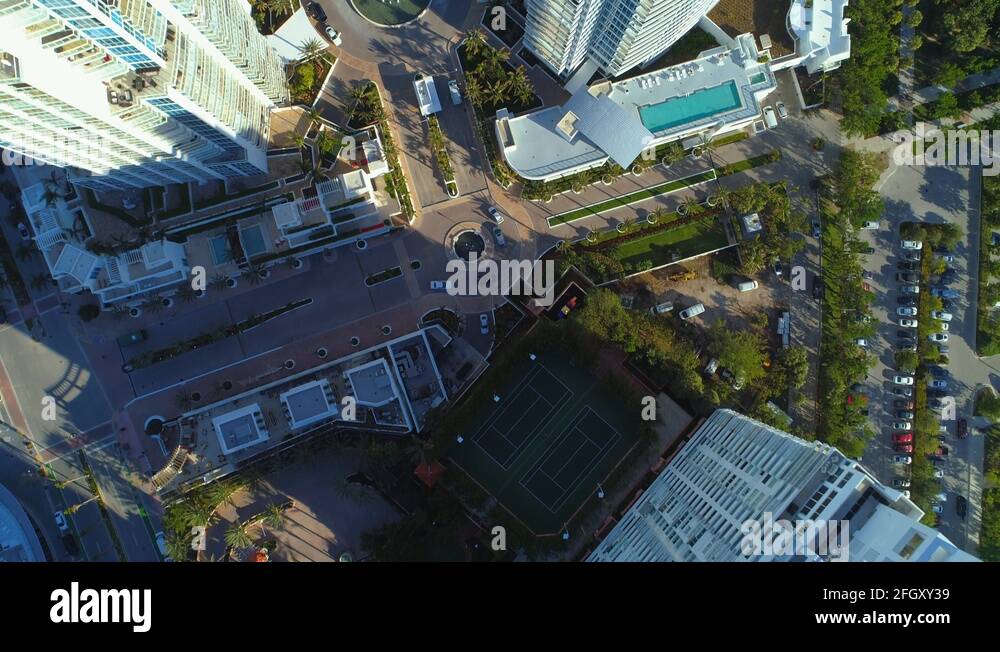 Aerial rooftop flyover Continuum Towers South Beach Miami 4k Stock ...
