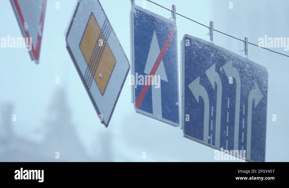 Winter road signs Stock Videos & Footage - HD and 4K Video Clips - Alamy