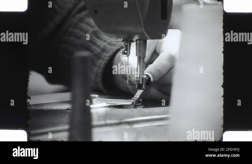 1970s Woman Sews Operating Sewing Machine Closeup Hands Vintage Old ...