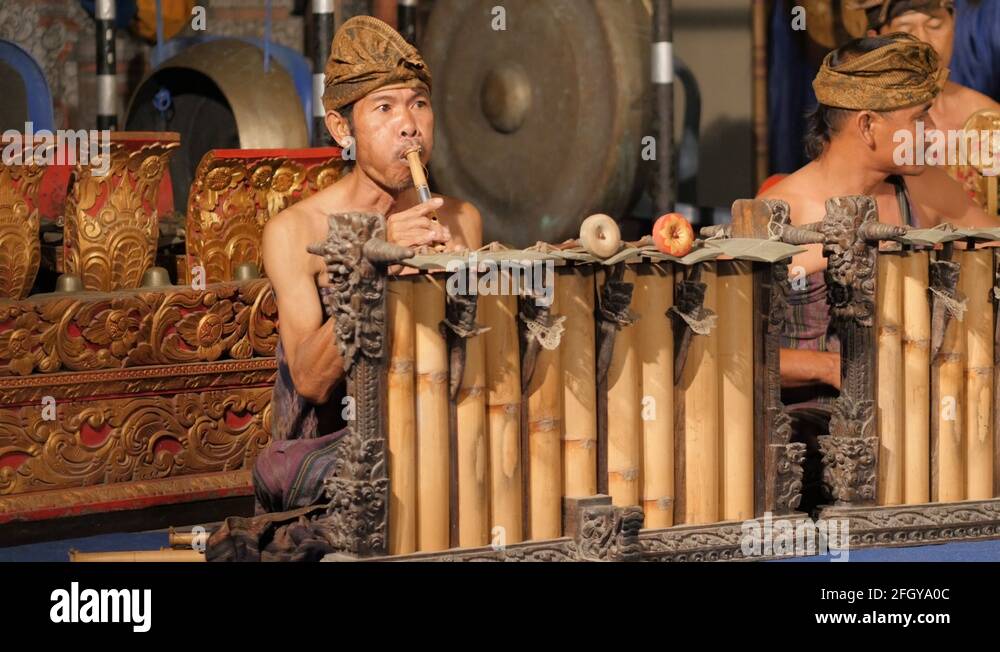 Flute player at Janger Dance in Ubud Bali Indonesia Stock Video Footage ...