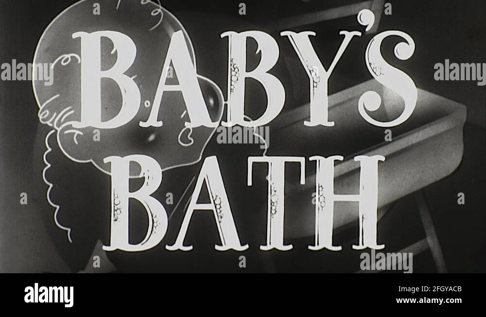 Baby's Bath Time Giving A Clean Vintage Home Old Movie Film Title ...