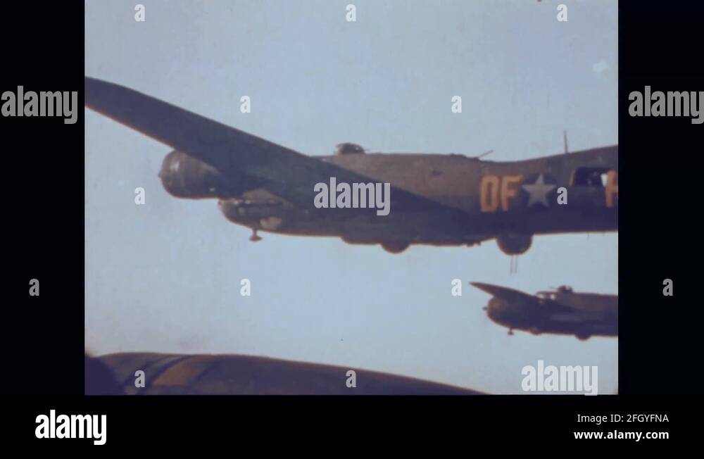 WW2 - B-17 aircrafts Flying Fortress fly in formation Stock Video ...