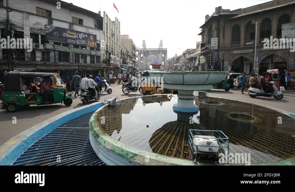Roundabout at an old city street in India Stock Video Footage - Alamy