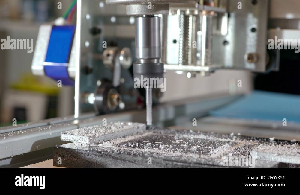 CNC milling machine proceccing plastic detail.Cutting plastic modern ...