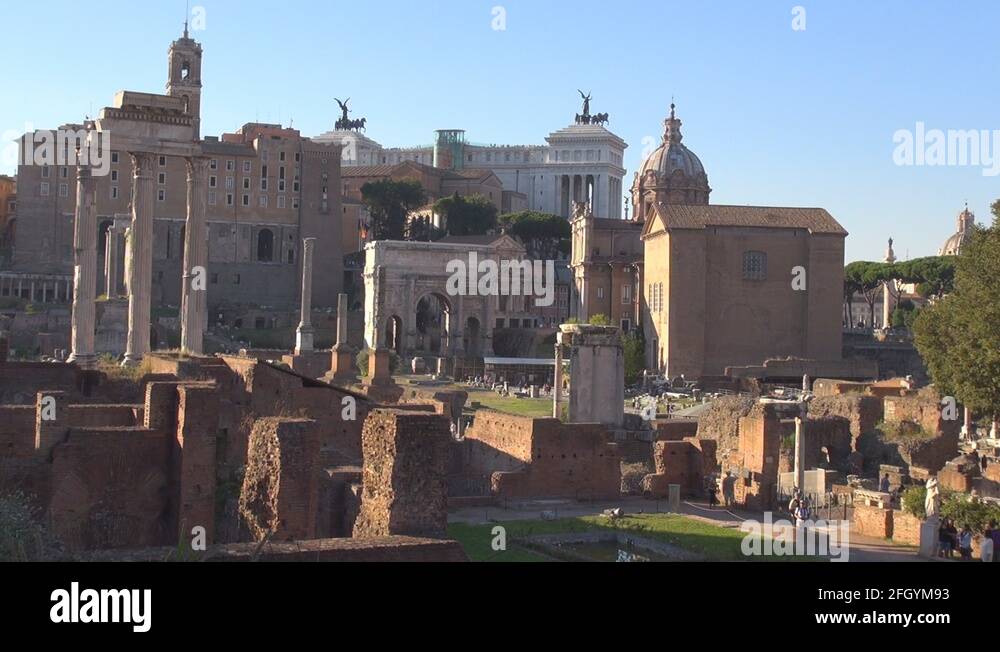 Amazing ancient imperial Trajan building ruins in Rome old town ...