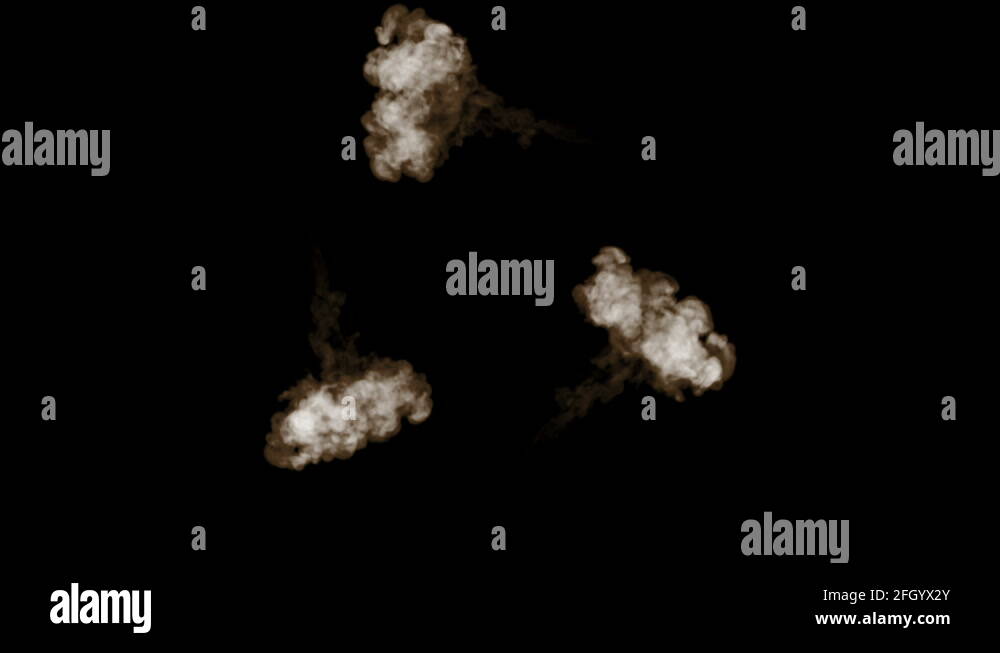 Smoke streams form ring in slow motion. Isolated on black background ...