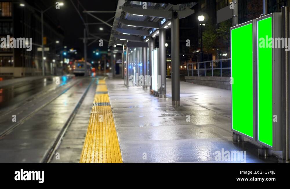 Light Rapid Transit Station Billboard Advertising, Public Metro Green ...