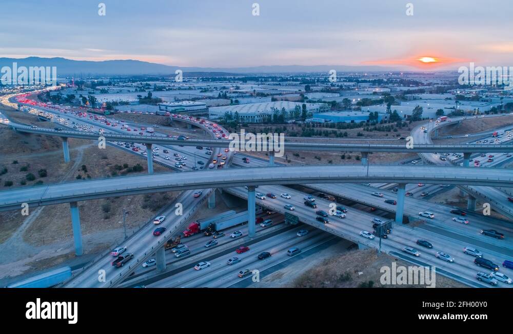 Traffic congestion and pollution on freeways and interstates Stock ...