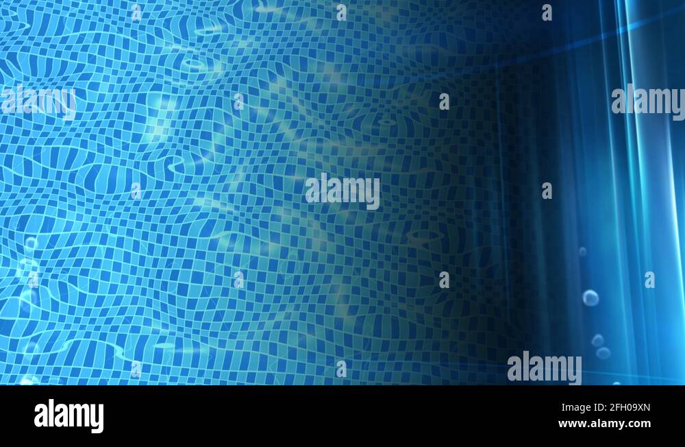 Abstract Blue wavy like a pool bottom with water background in loop ...