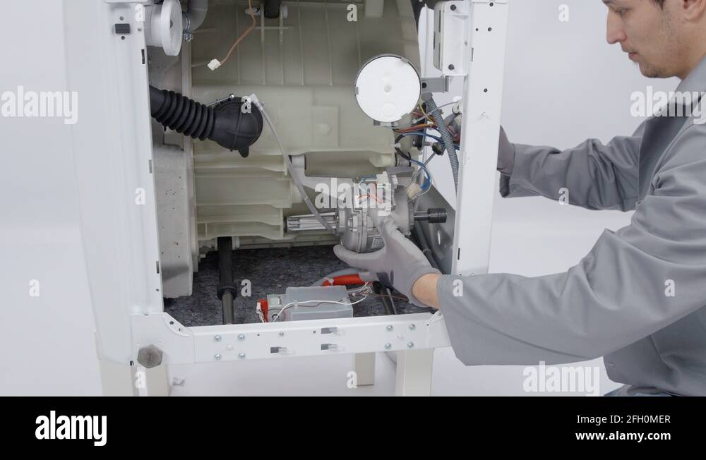 Using a screwdriver to fix a washing machine Stock Video Footage - Alamy