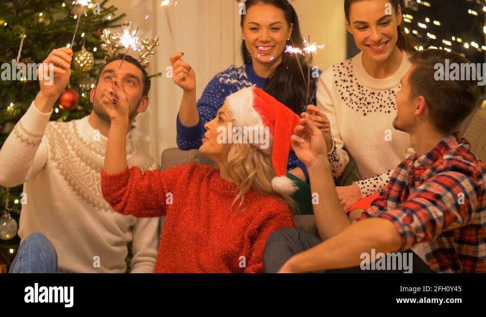 Christmas party happy friends home Stock Videos & Footage - HD and 4K ...