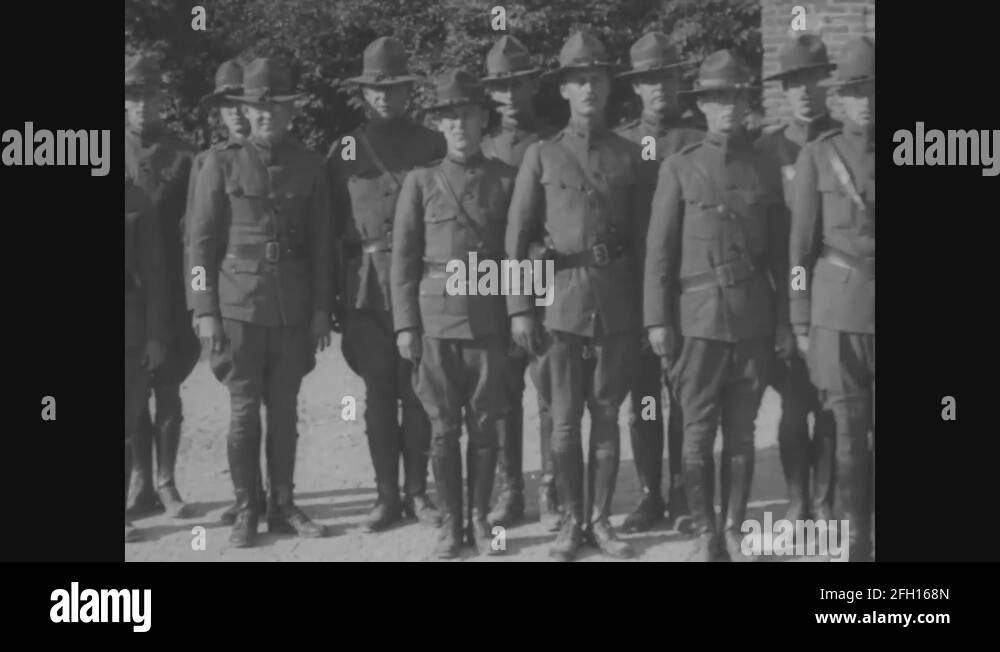 Scene of American battalion officers stand together - 1918-1919 Stock ...