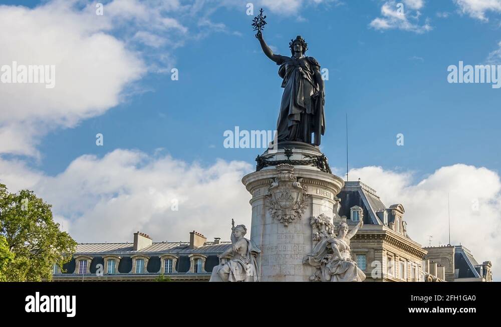 Bronze statue of Marianne with an olive branch in her right hand, Paris ...