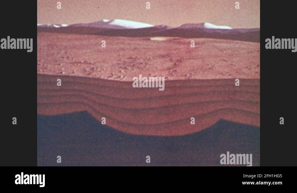 1970s: Layers of Mars' crust. Illustration of erosion on Mars Stock ...