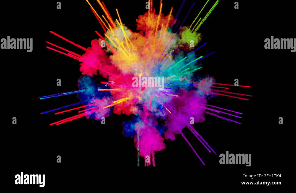firework of paint, explosion of colorful powder isolated on black ...