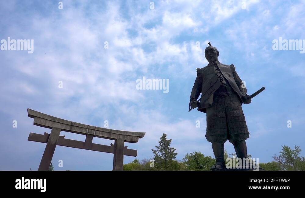 Statue of Toyotomi Hideyoshi a great samurai warrior Stock Video ...