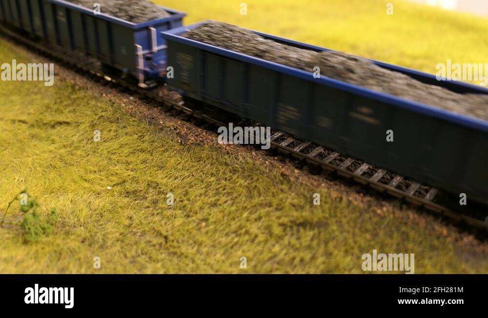 Toy Train Models On Railroad Set Mockup - Coal Freight Stock Video ...