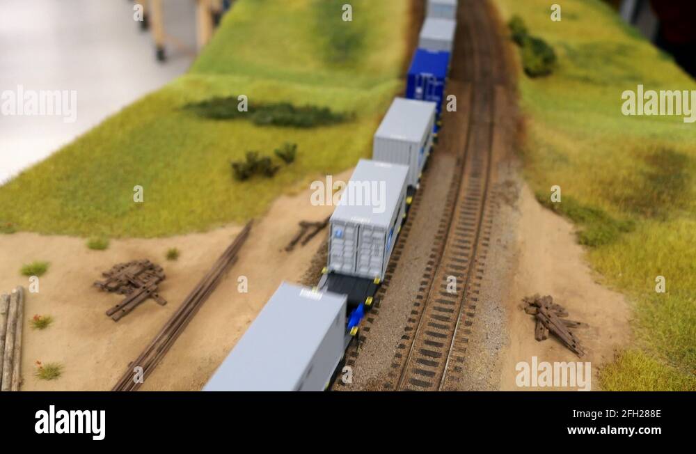 Toy Train Models On Railroad Set Mockup - Freight Stock Video Footage ...