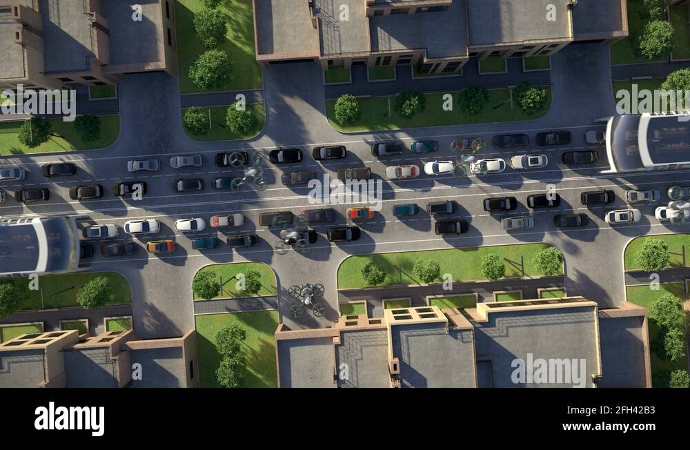 Urban traffic of the future. Top view. 3d animation. 4K Stock Video ...