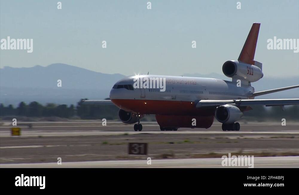 McDonnell Douglas DC-10 aircraft takes off from runway during air show ...