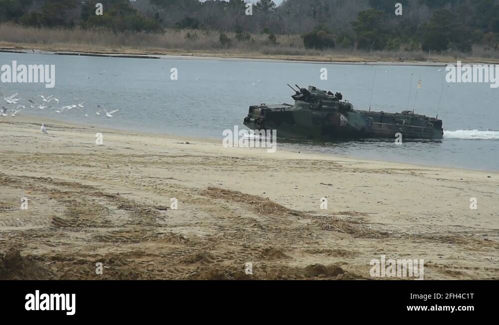 U.S. Marines perform attack the beach maneuver during training exercise ...