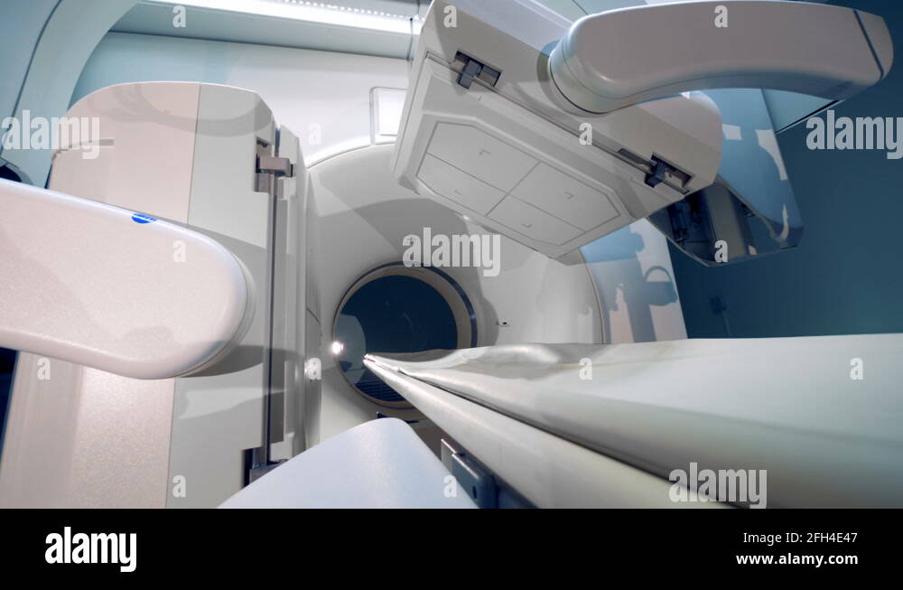Process of tomograph's work. Parts of special medical equipment move ...