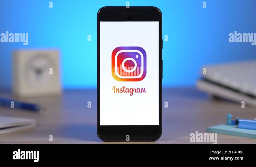 Smartphone Showing Instagram Logo on its Screen Stock Video Footage - Alamy