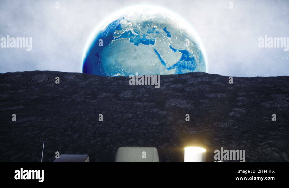 Astronaut home on the moon watching tv . Realistic 4k animation Stock ...