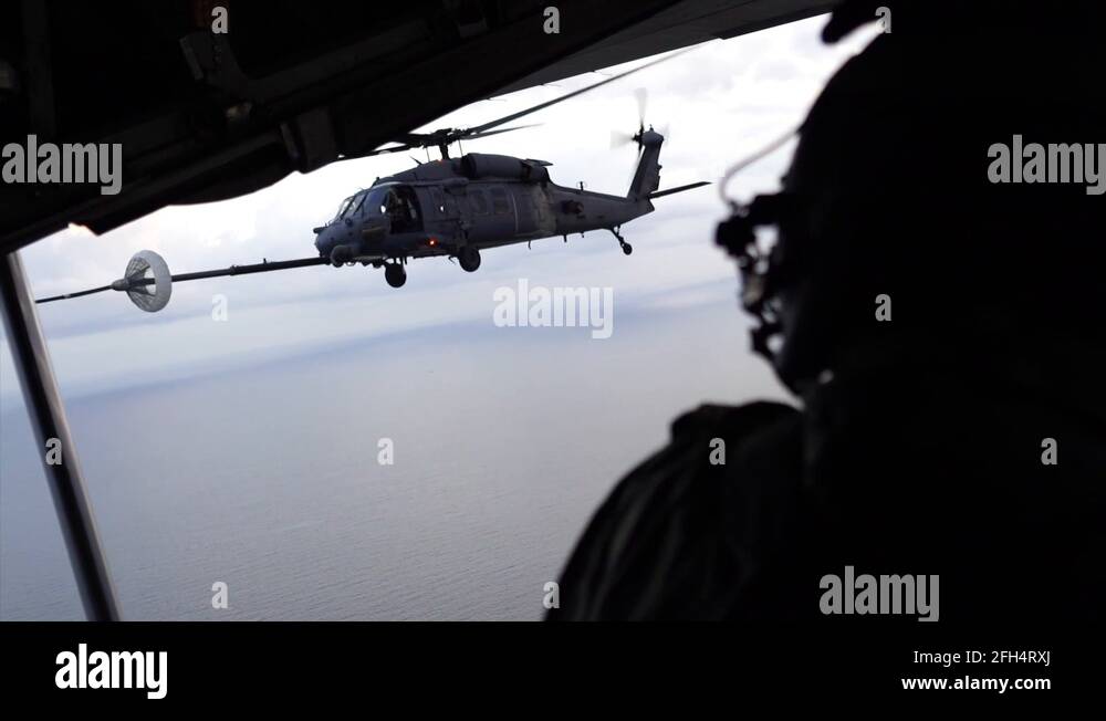 Lockheed HC-130 aircraft performs air refueling - 2016 Stock Video ...