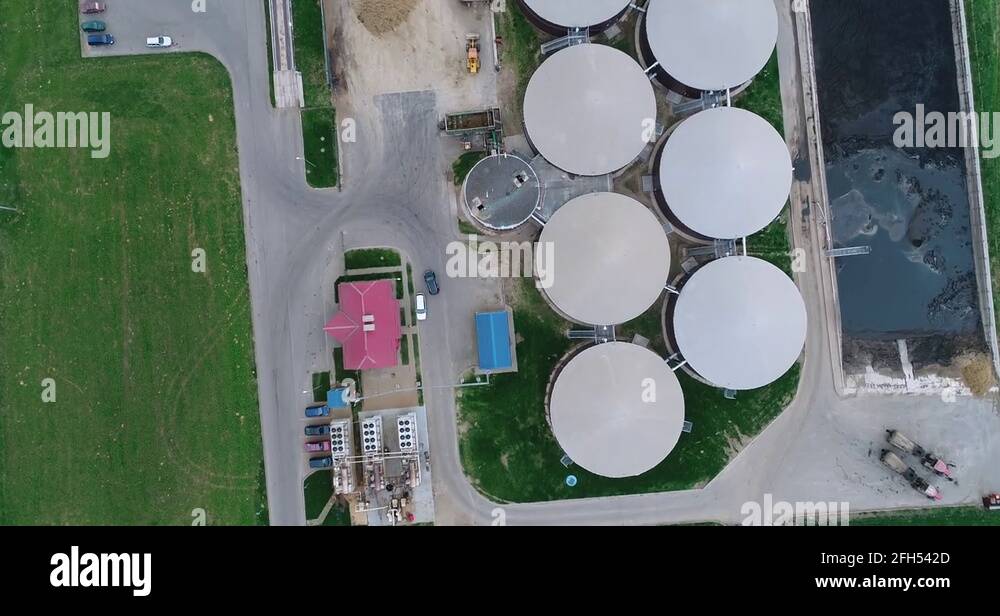 Biogas complex, view of storage tanks, energy production, view from ...