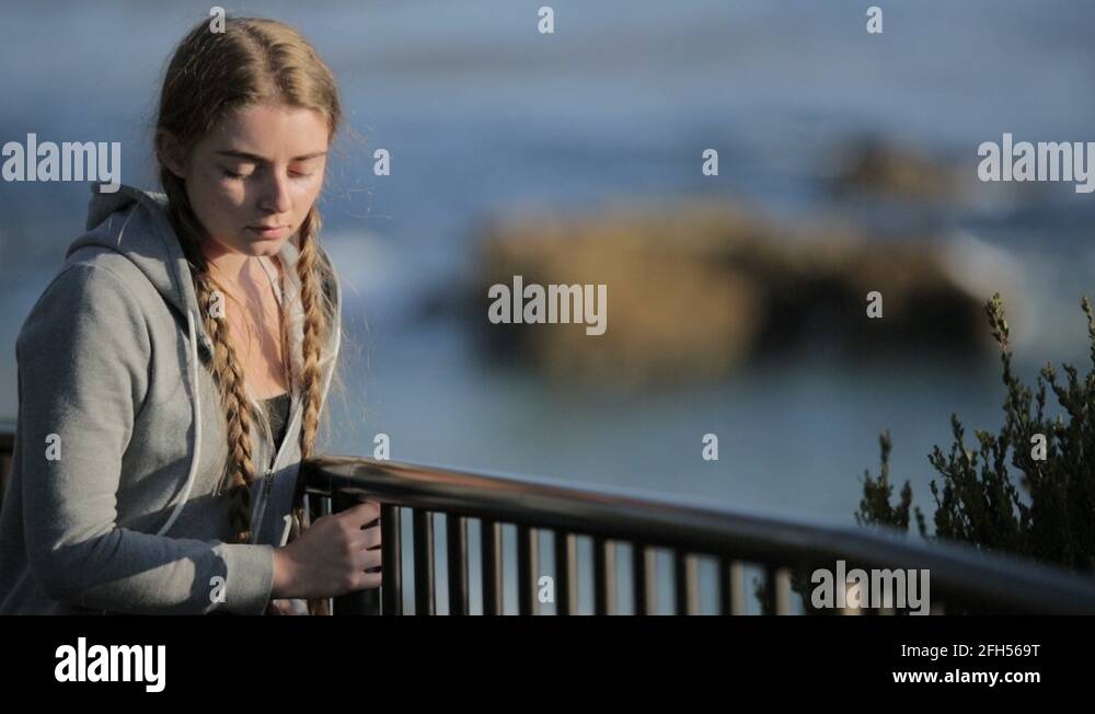 Sad Girl at Ocean Stock Video Footage - Alamy