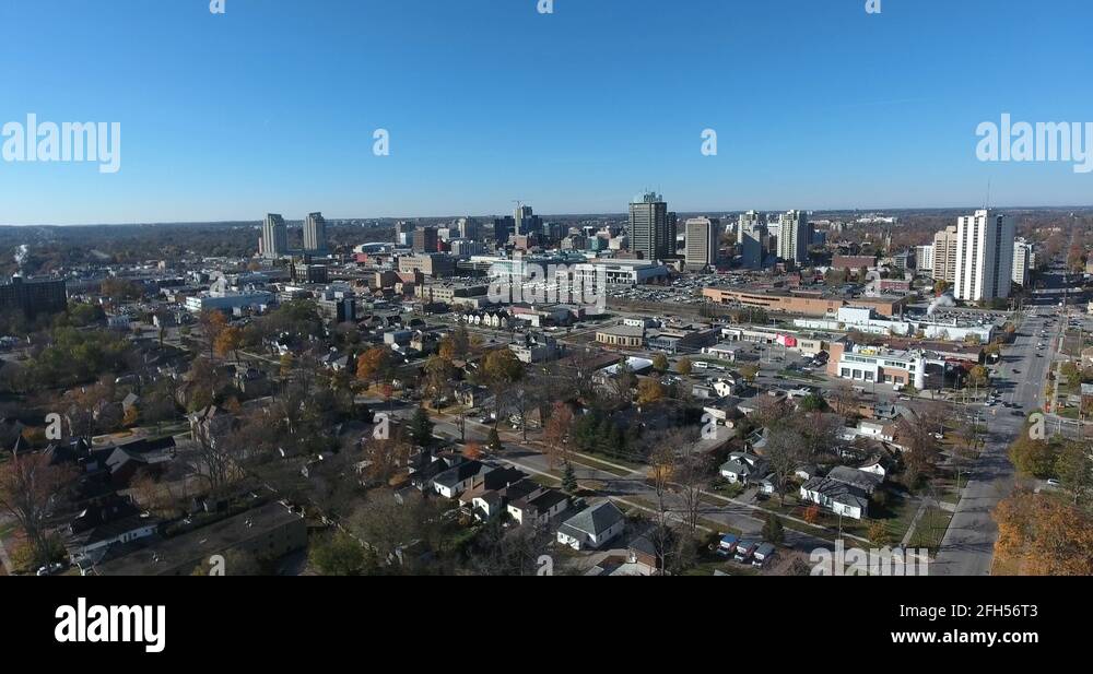 Sideways View Left To Right Of Poor Neighborhood Tall Downtown ...