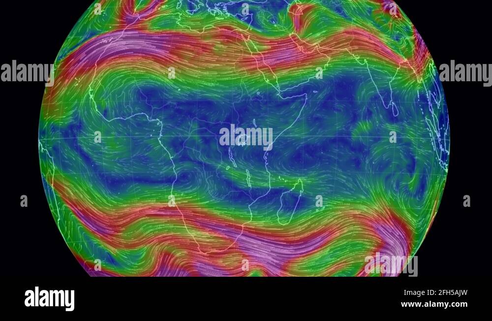 Jet stream and air currents affecting weather around planet Earth Stock ...